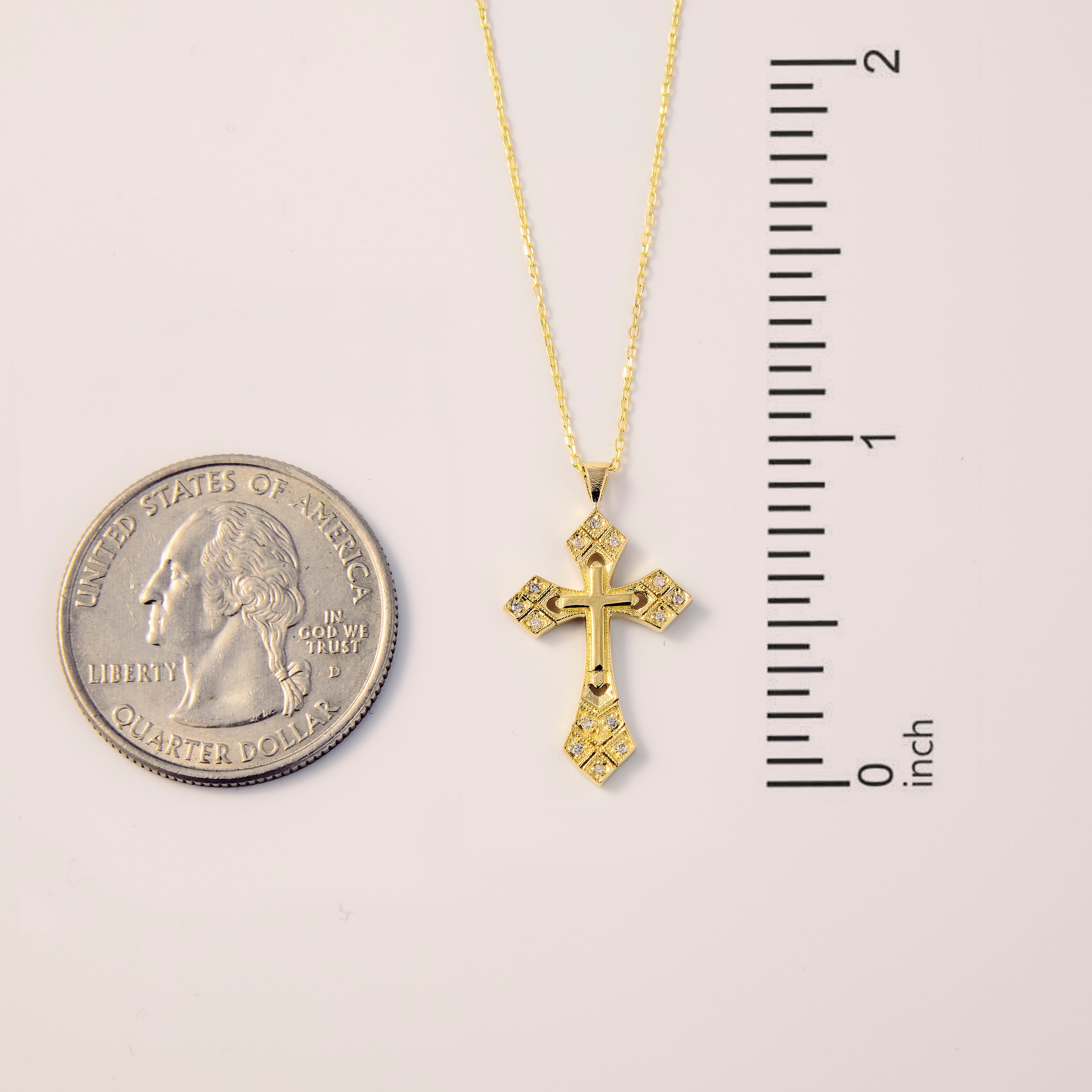 Diamond Gothic Cross Necklace in 14K Solid Gold – Gelin Diamond