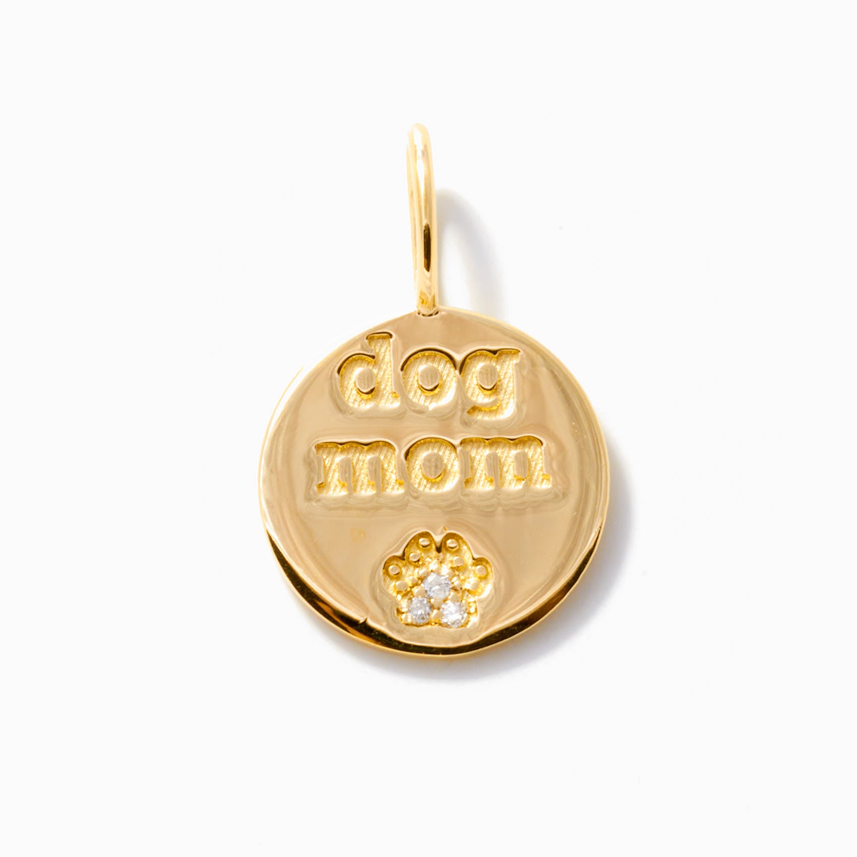 Gelin Diamond Dog Mom Charm | 14k Yellow Gold Paw Print Pendants for Women
