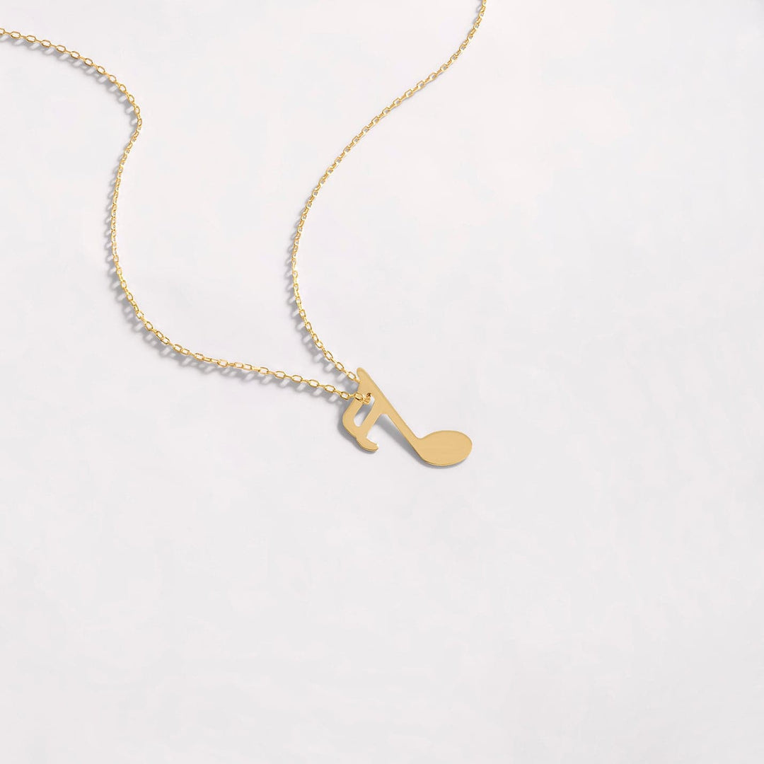 Music Note Pendant Necklace in 14k Solid Gold – Gelin Diamond