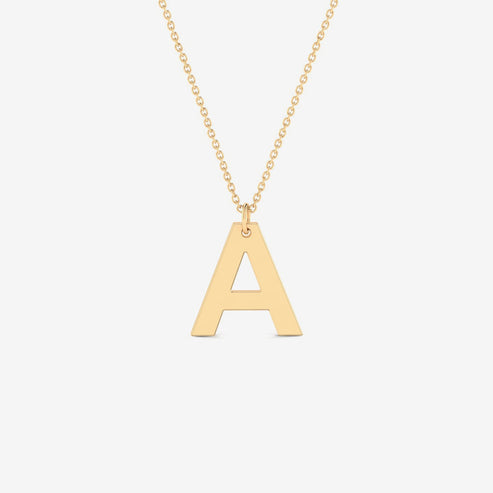 Personalized Classic Script Letter Necklace in 14K Solid Gold – Gelin ...