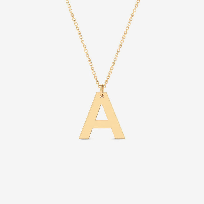 Personalized Classic Script Letter Necklace in 14K Solid Gold – Gelin ...