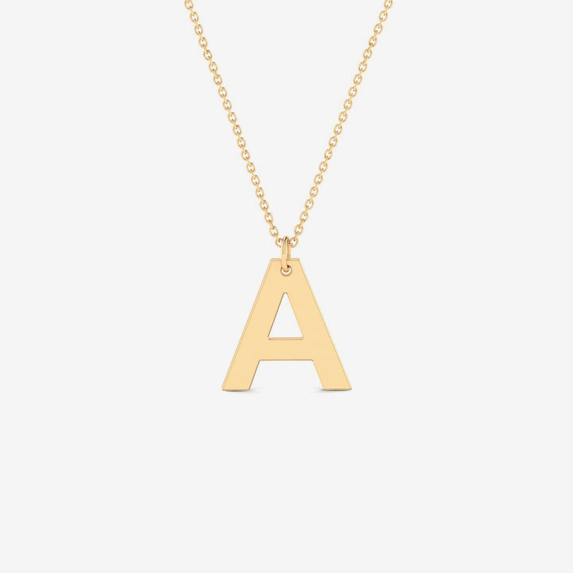 Personalized Classic Script Letter Necklace in 14K Solid Gold – Gelin ...