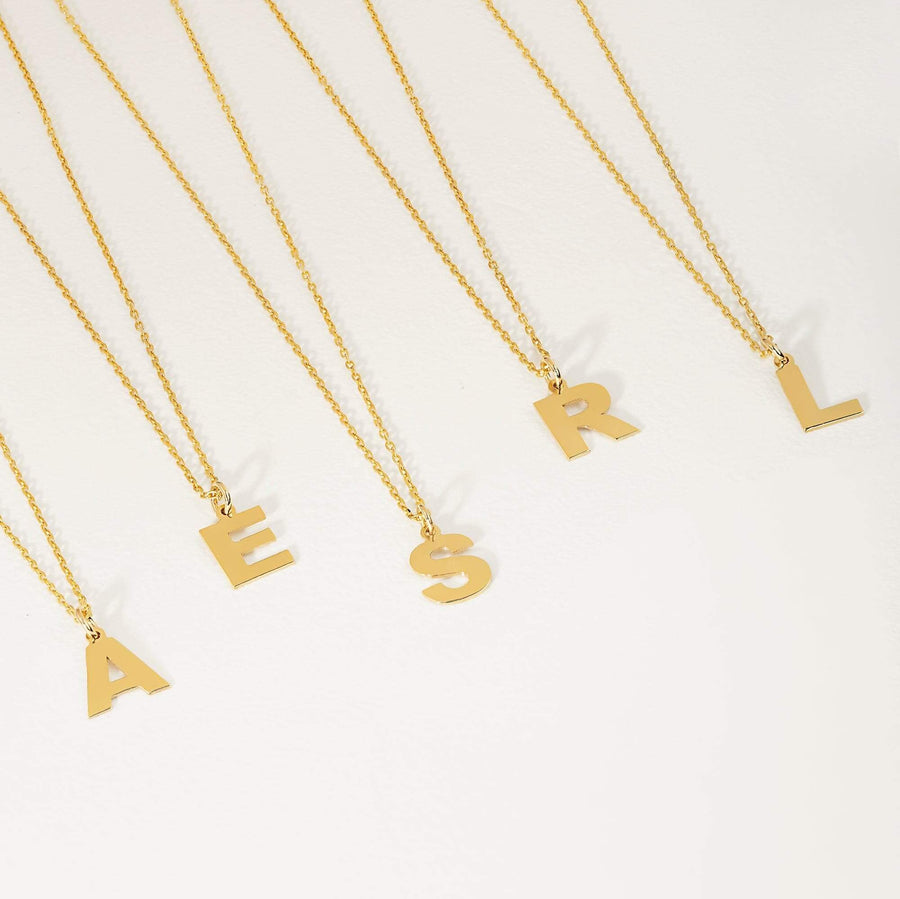 Gelin Personalized Classic Script Letter Necklace in 14K Gold – Gelin ...