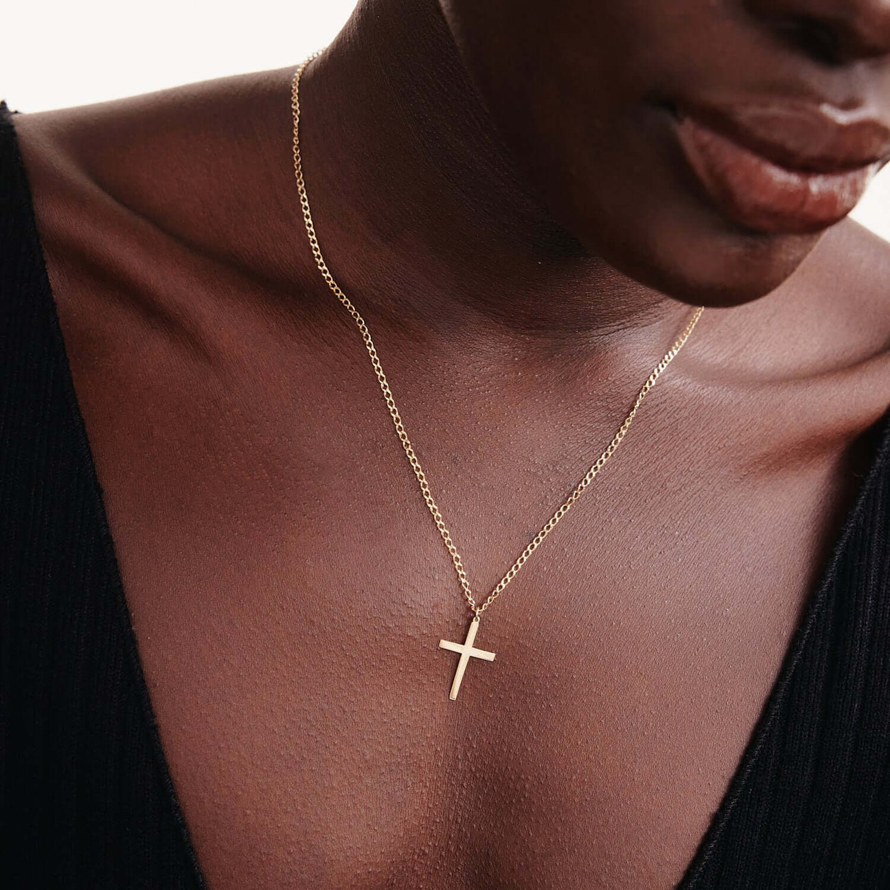 Cross Necklace - 14K Solid Gold - Christian Gourmet Chain Necklace ...