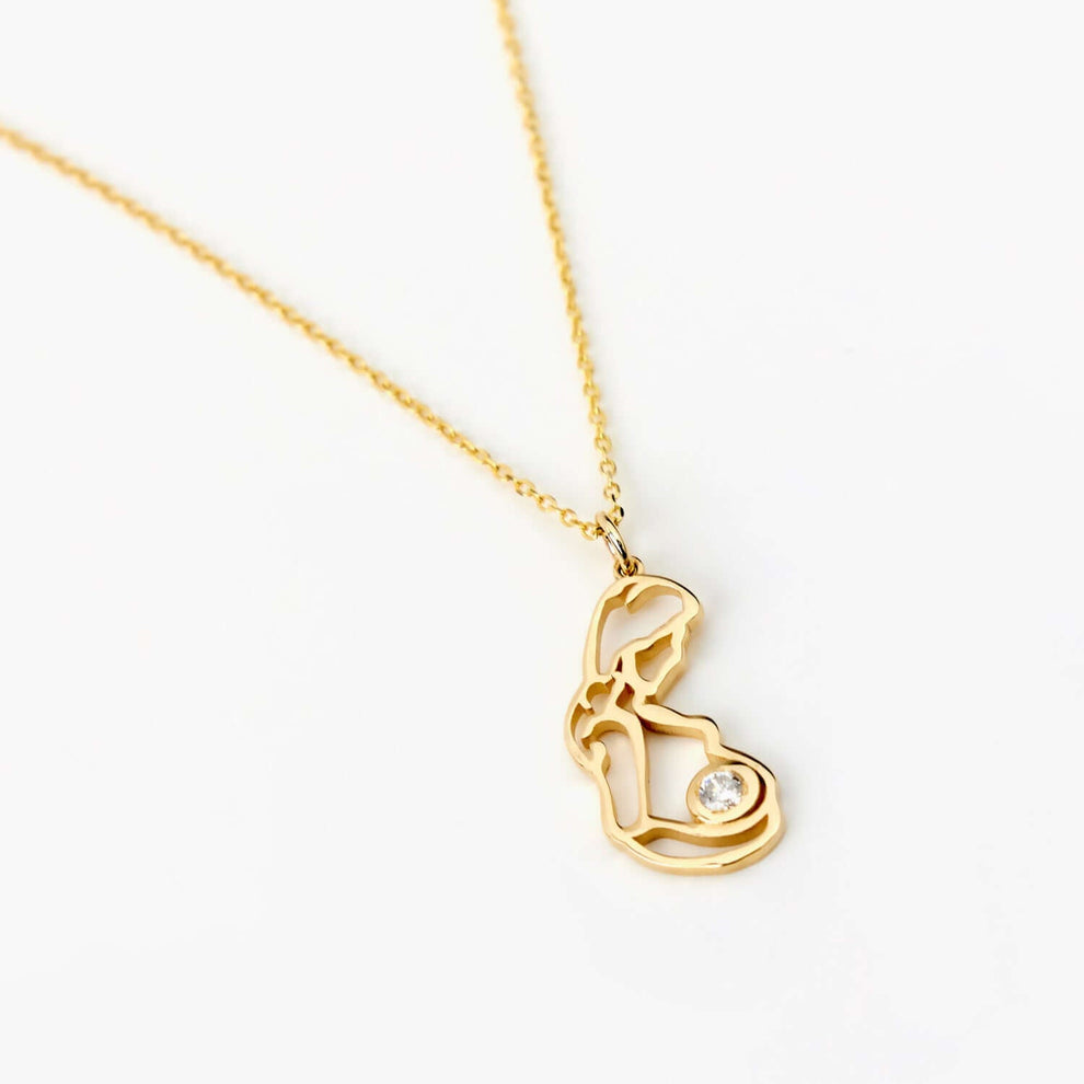 Diamond Pregnant Mother Necklace in 14K Solid Gold | Diamond Mom ...