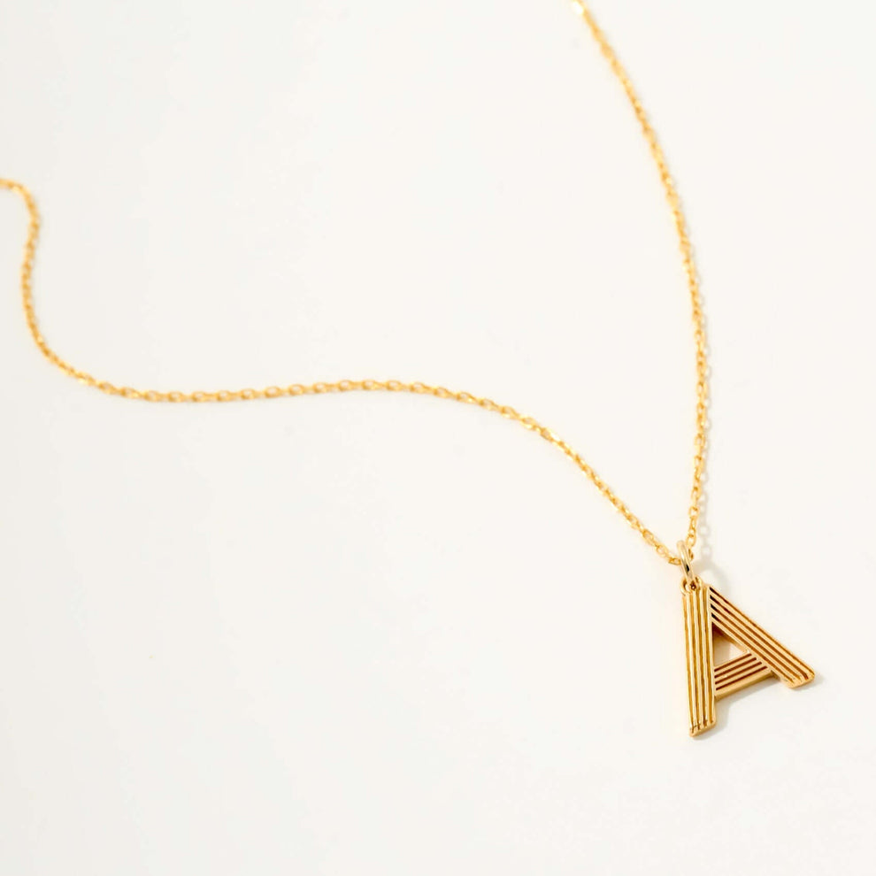 Prisma Initial Necklace in 14K Solid Gold (A to Z, All Letters) – Gelin ...