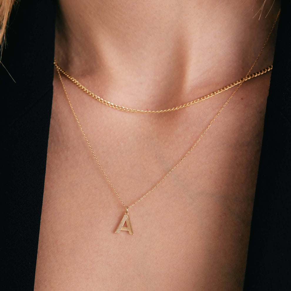 Prisma Initial Necklace in 14K Solid Gold (A to Z, All Letters) – Gelin ...