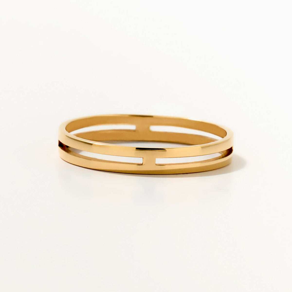 Gelin 14K Solid Gold Double Band Ring | Double Row Stacking Ring for ...
