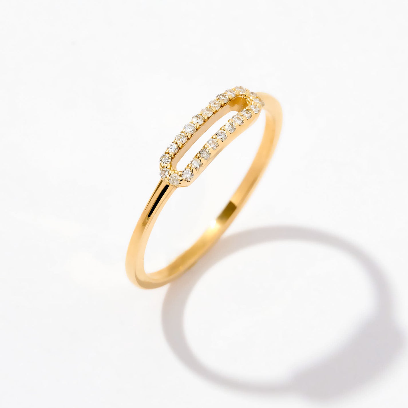 Diamond Paperclip Ring - 14K Solid Gold - Diamond Bar Ring - Pave Ring ...